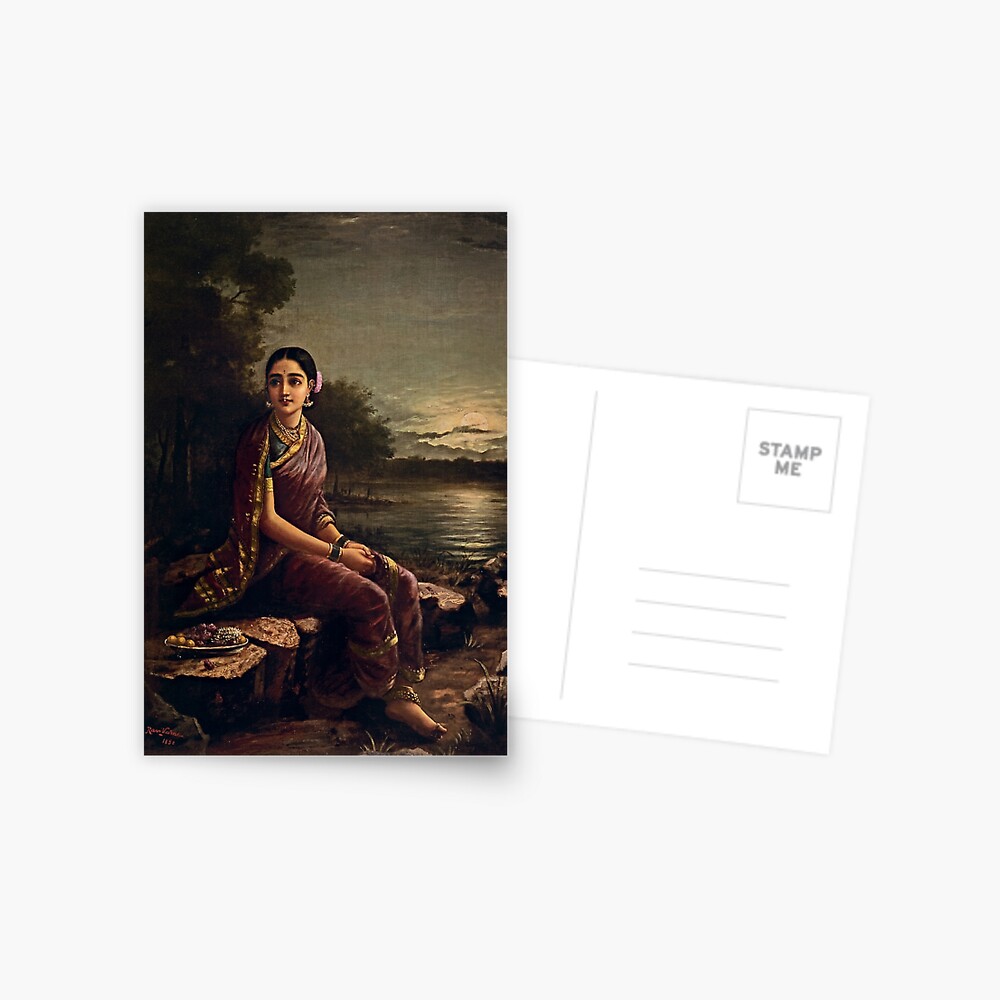 "Raja Ravi Varma - Radha In The Moonlight" Postcard by JDesigningMO ...