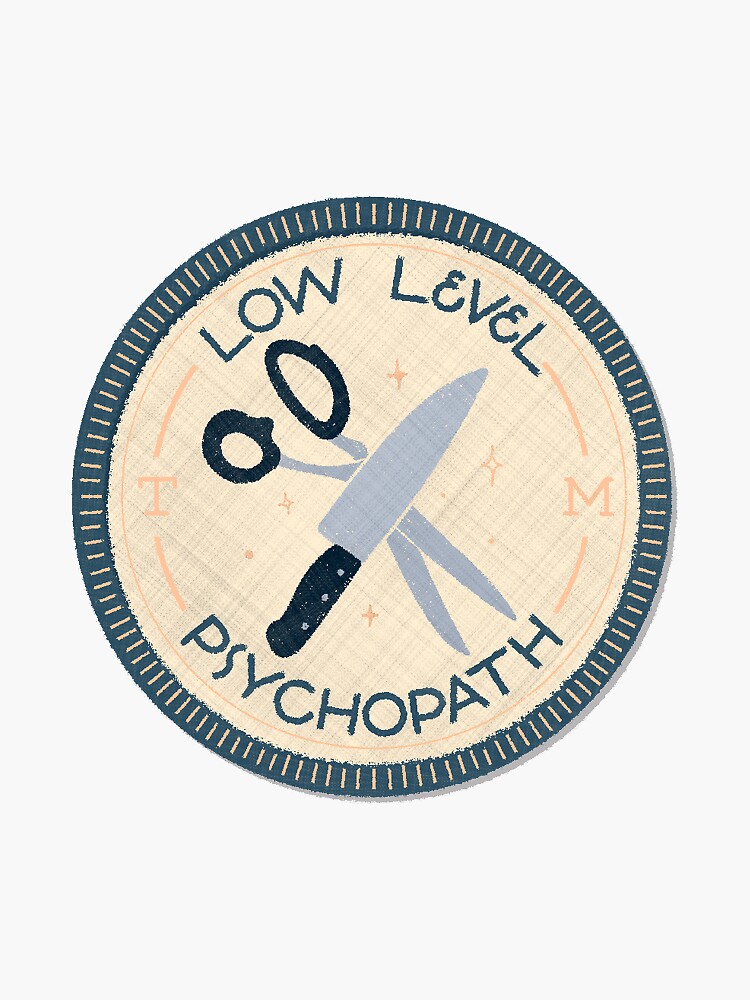 "Taskmaster Merit Badge: Psycho" Sticker for Sale by lasagnaletters ...