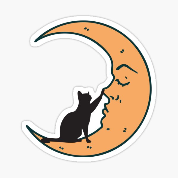 "Moon Cat" Sticker for Sale by aliceofspades | Redbubble
