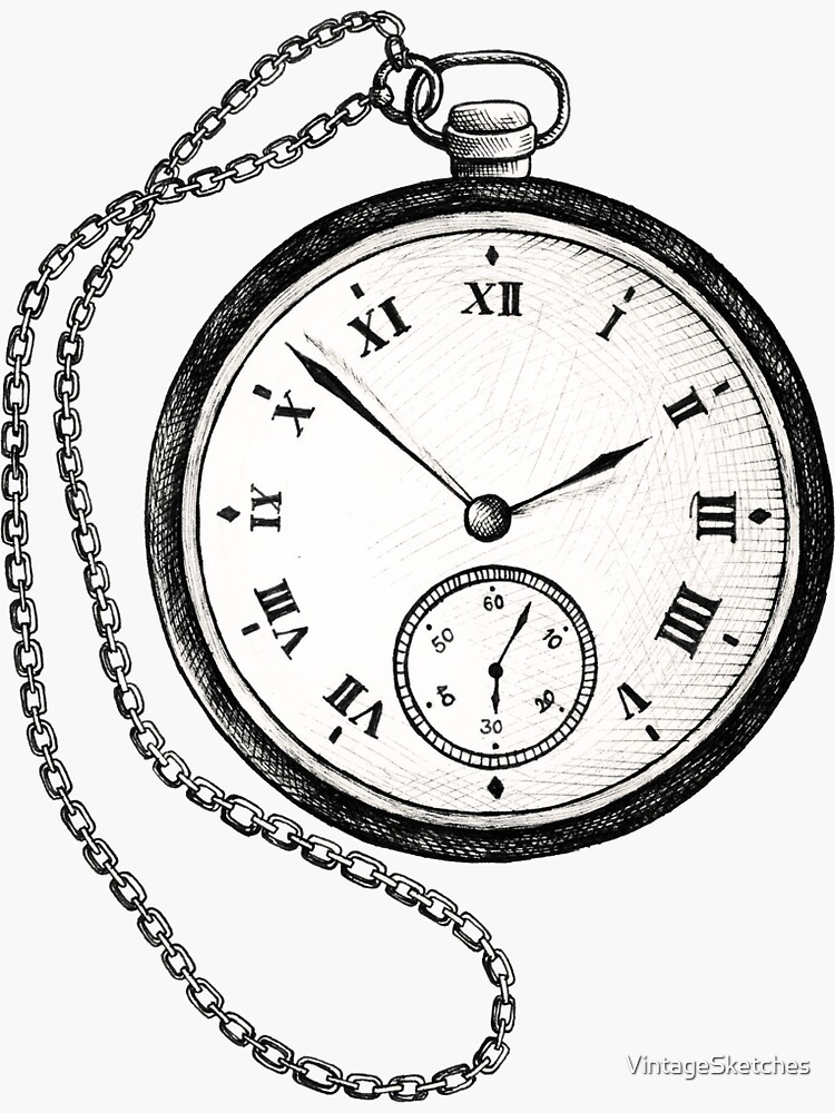 "Vintage Pocket Watch " Sticker for Sale by VintageSketches | Redbubble