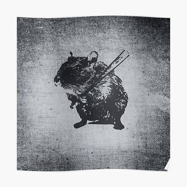 "Angry street art mouse / hamster (baseball edit)" Poster for Sale by ...