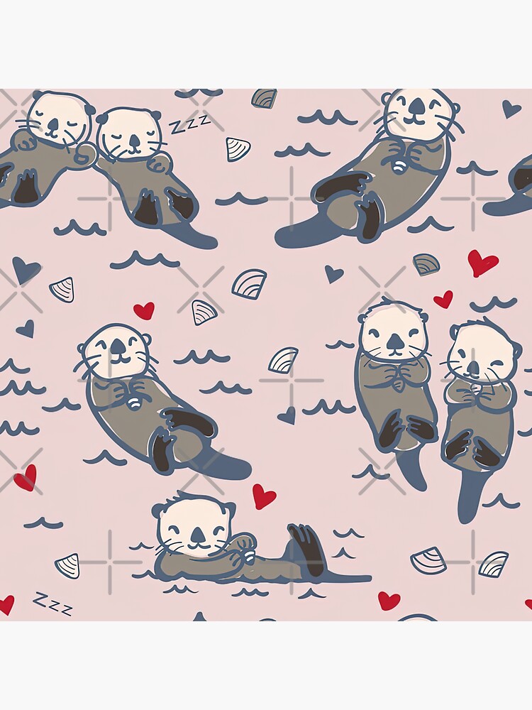"Sea Otter Pattern, Sea Otter Seamless Pattern, Sea Otter" Sticker for ...