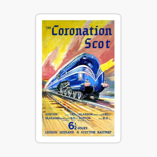 "Vintage Travel Poster England The Coronation Scot " Sticker for Sale ...