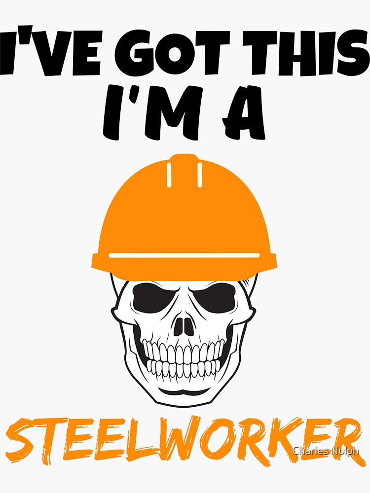 "Steel worker skull with hardhat badass boys" Sticker for Sale by ...