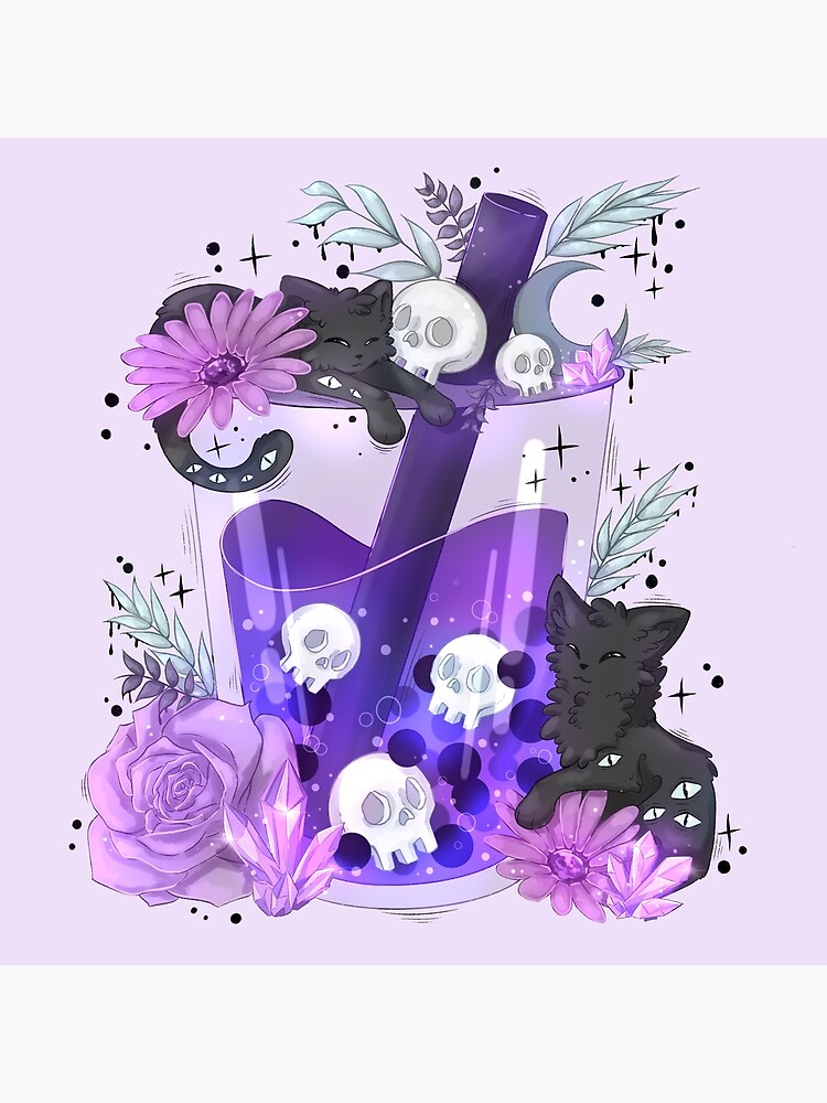 "Purple Witch Cats Boba Tea" Poster for Sale by averiillustrate | Redbubble