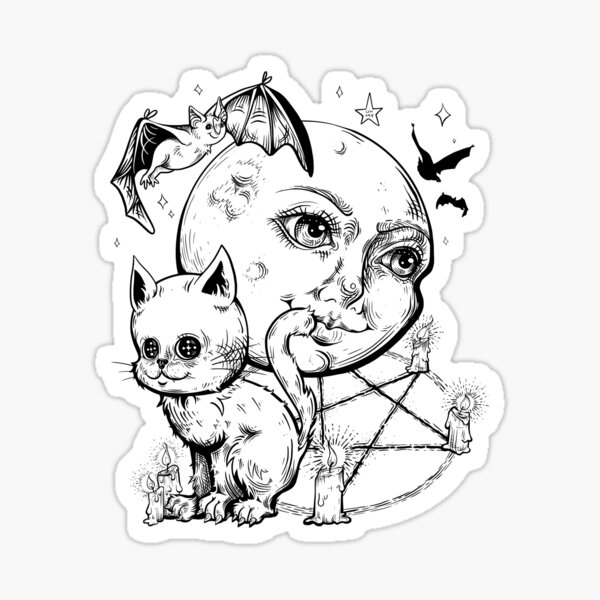 "Gothic Black Magic Moon" Sticker for Sale by OhMyStarling | Redbubble