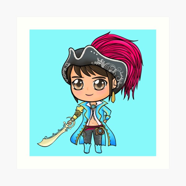 "Cute BDO Corsair costume character hand drawn chibi style." Art Print ...