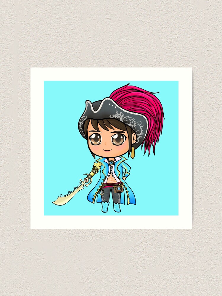 "Cute BDO Corsair costume character hand drawn chibi style." Art Print ...
