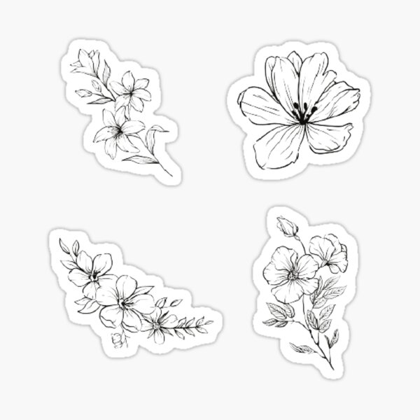 "black & white flowers STICKER PACK " Sticker for Sale by Life of ...