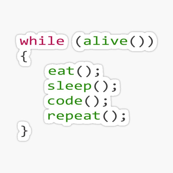 While Alive Eat Sleep Code Repeat Sticker For Sale By Devtshirts Redbubble