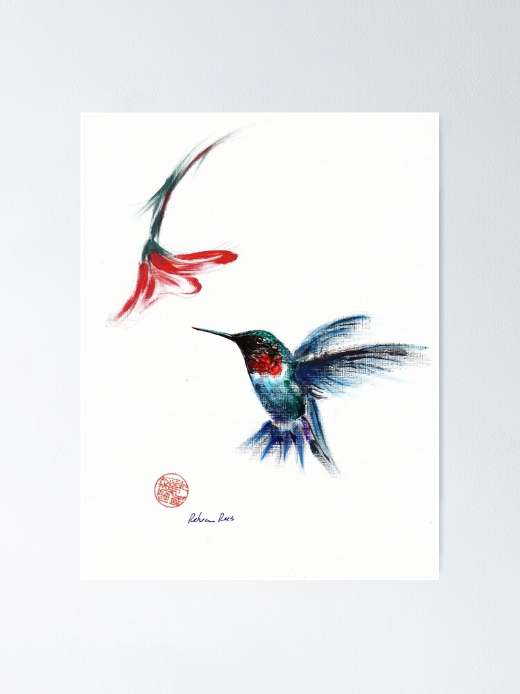"ANGEL - Hummingbird Painting" Poster for Sale by tranquilwaters ...