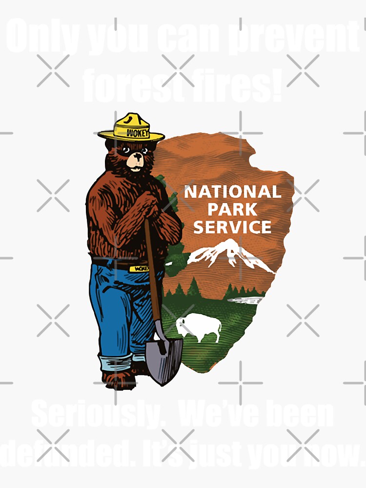 "Smokey Defunded!" Sticker for Sale by SmokeyBearFire | Redbubble
