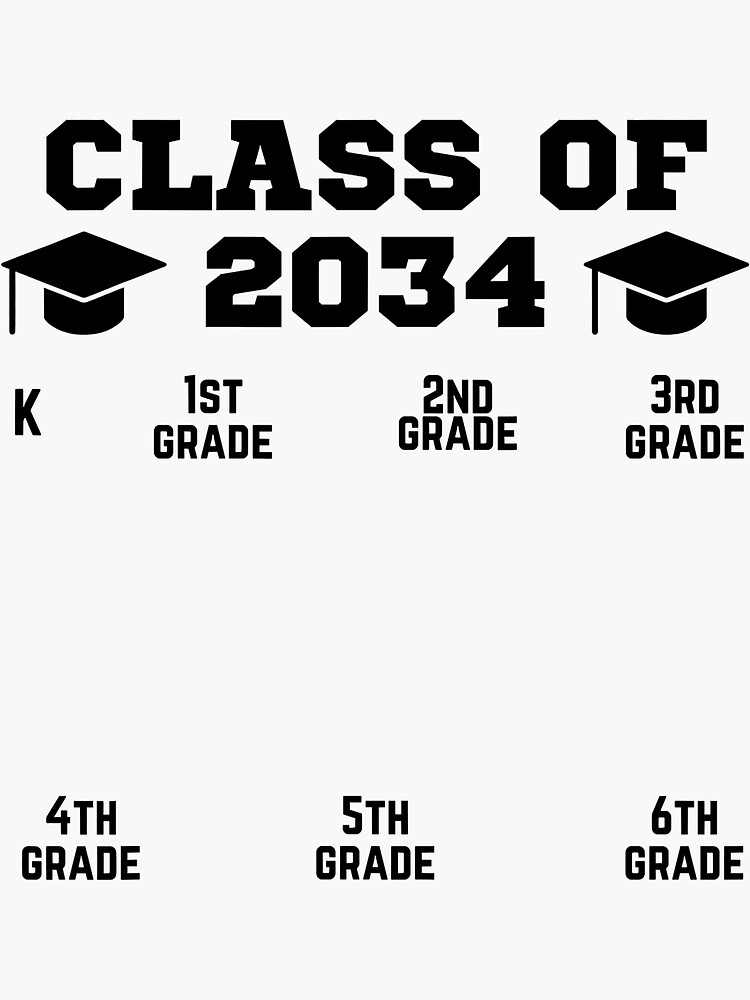 "Class Of 2034 School Year Grow With Me K-12 Handprint " Sticker for ...