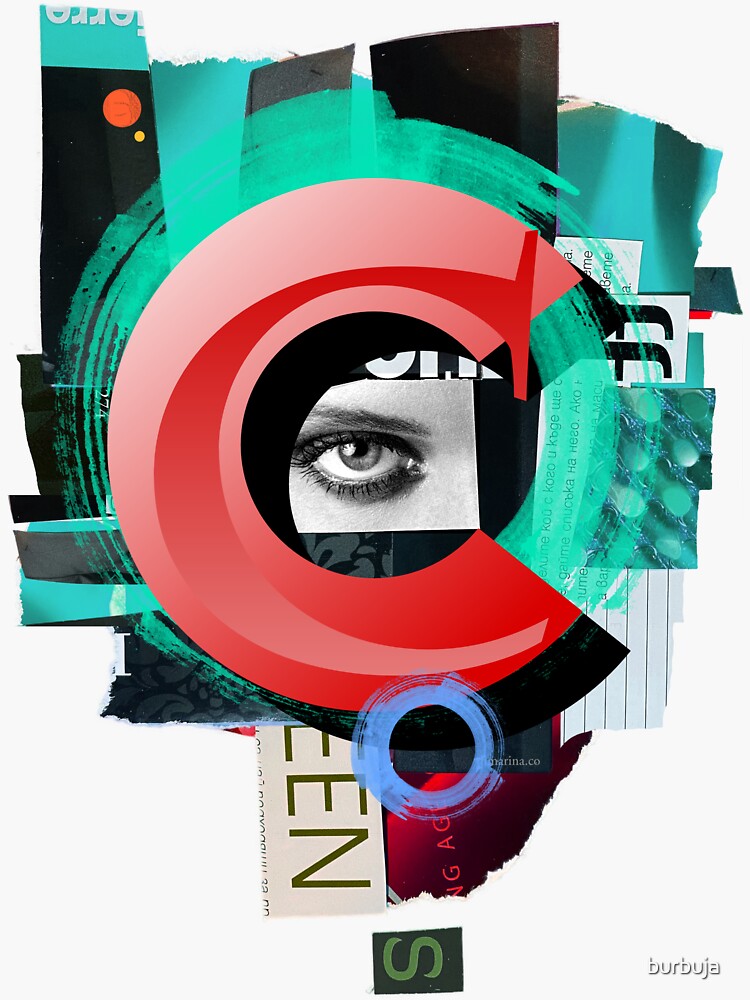 "Letter C digital collage" Sticker for Sale by burbuja | Redbubble