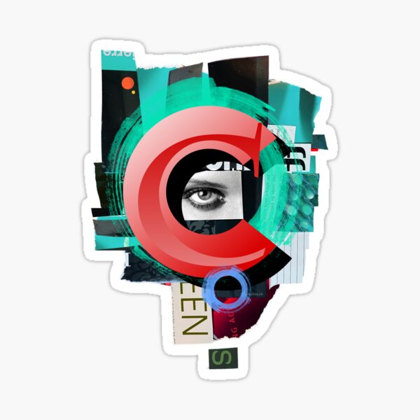 "Letter C digital collage" Sticker for Sale by burbuja | Redbubble
