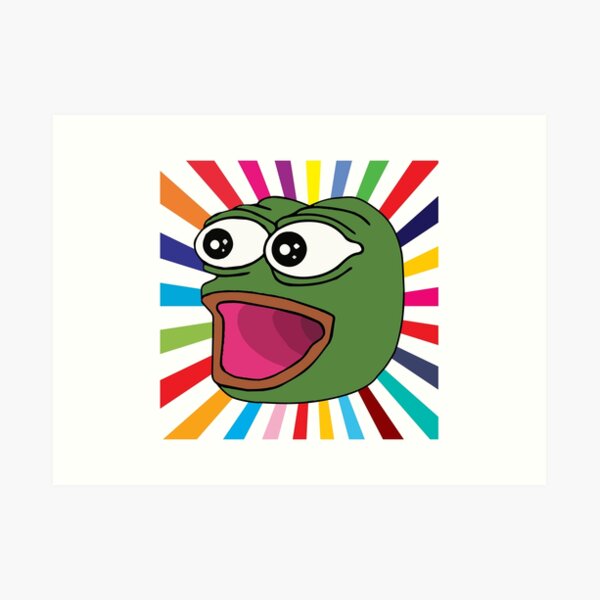"Pepe The Frog Meme - Poggers - emoticon emote pog funny rainbow" Art ...