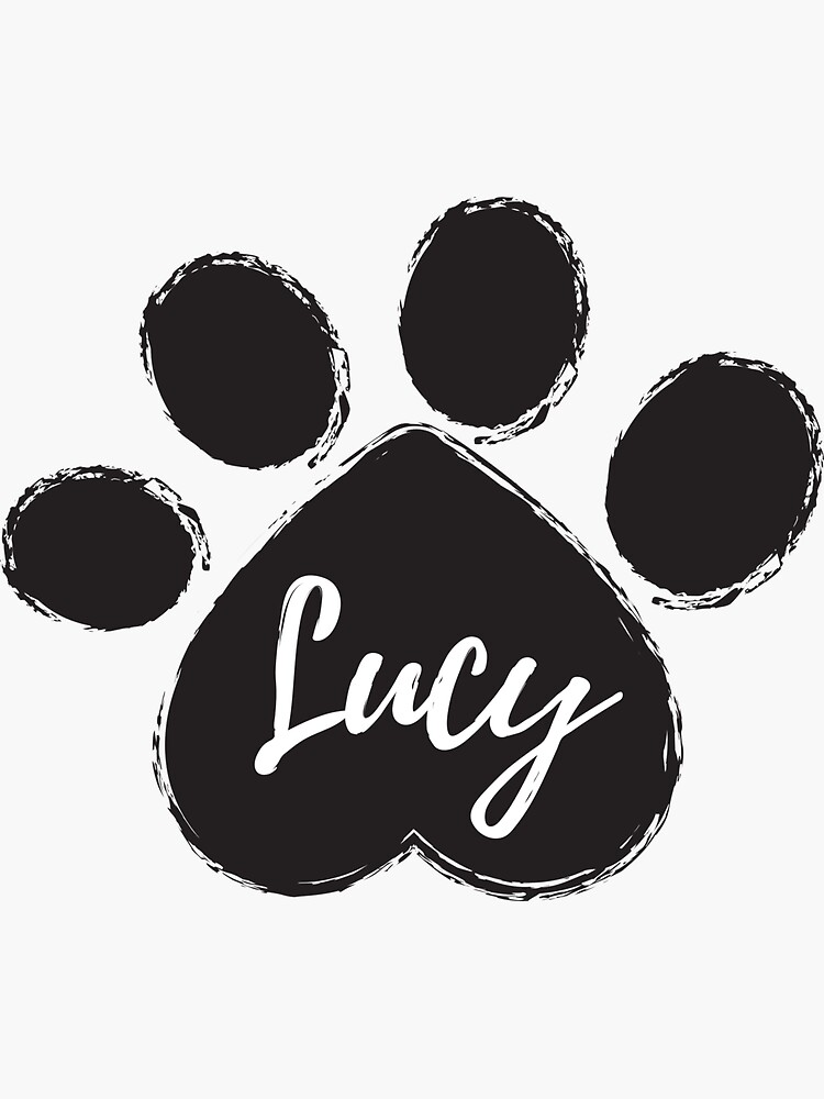 "Lucy Dog Pet Name In Paw | Cute Animal Paws" Sticker for Sale by ...