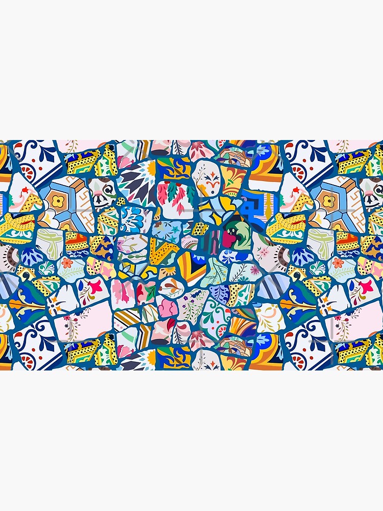 "Antoni Gaudi Multi Pattern print design - Peacock Blue Background ...