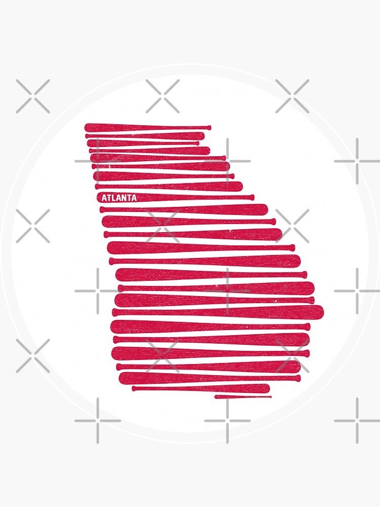 "Retro Atlanta Baseball Bat State Outline" Sticker by toutwearapparel ...