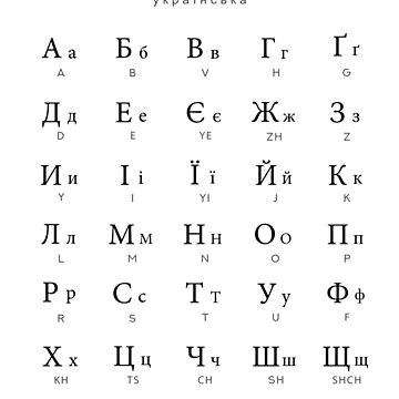 "Ukrainian Alphabet Chart, Ukraine Cyrillic Language Chart, White ...