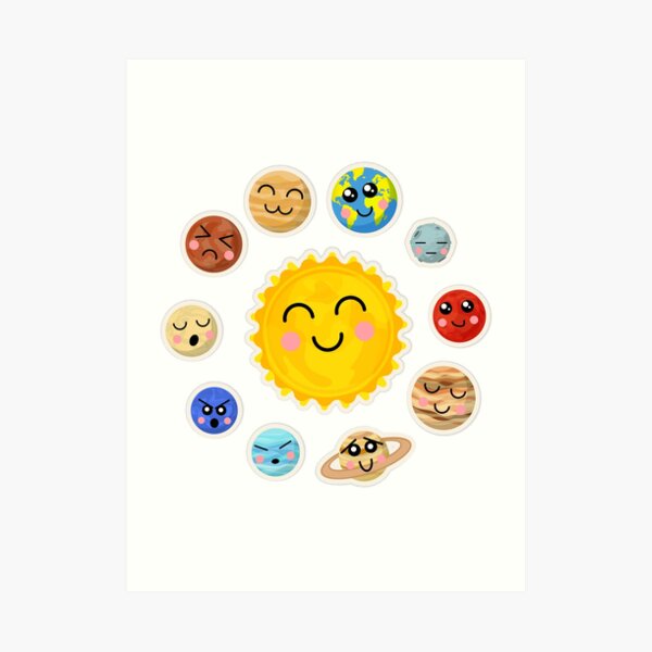 "Planets in Smiley Face Art Space Solar System" Art Print by ...