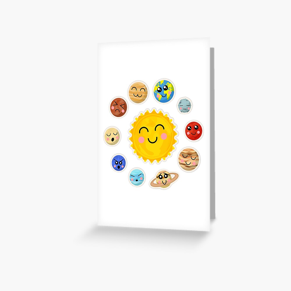 "Planets in Smiley Face Art Space Solar System" Greeting Card by ...