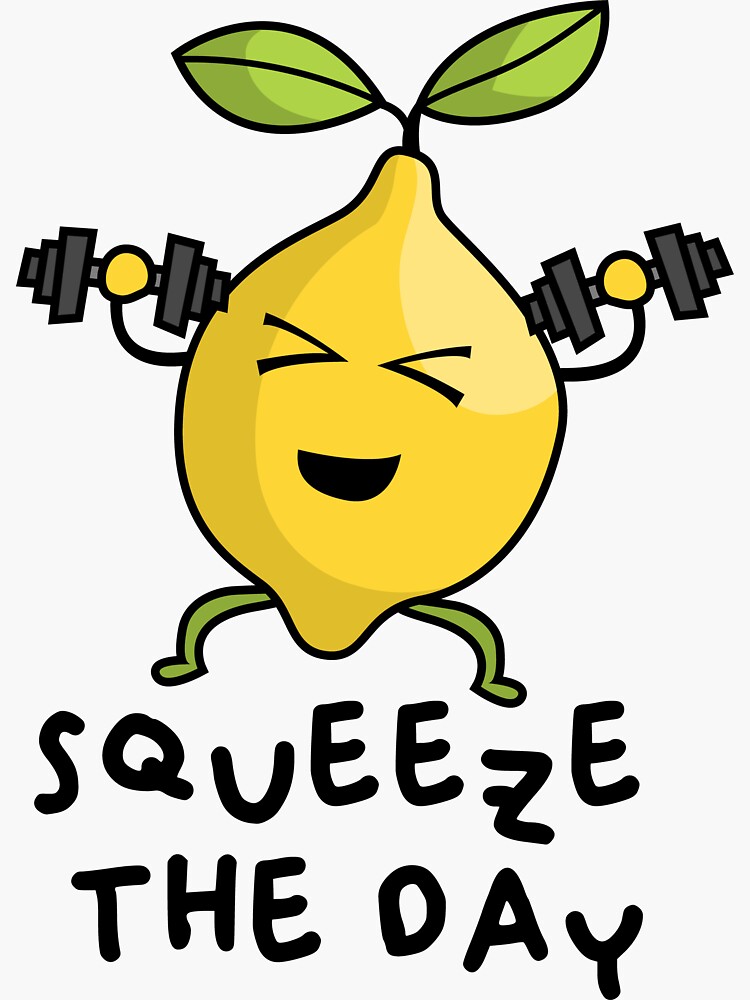 "Squeeze The Day Funny Lemon Pun" Sticker for Sale by BeardsAndEars ...