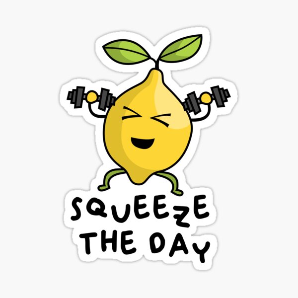 "Squeeze The Day Funny Lemon Pun" Sticker for Sale by BeardsAndEars ...