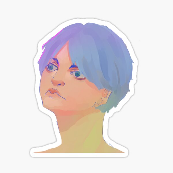 "Portrait of a boy with blue hair" Sticker for Sale by Carlos-a | Redbubble