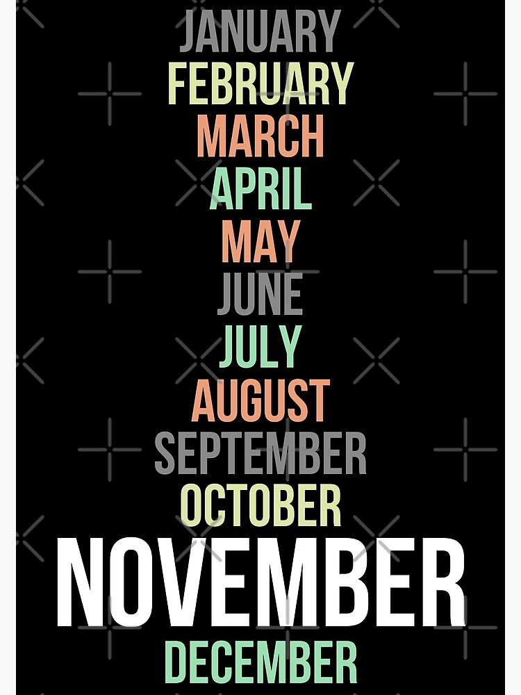 Lámina fotográfica «Nombres de los meses del calendario noviembre» de ...