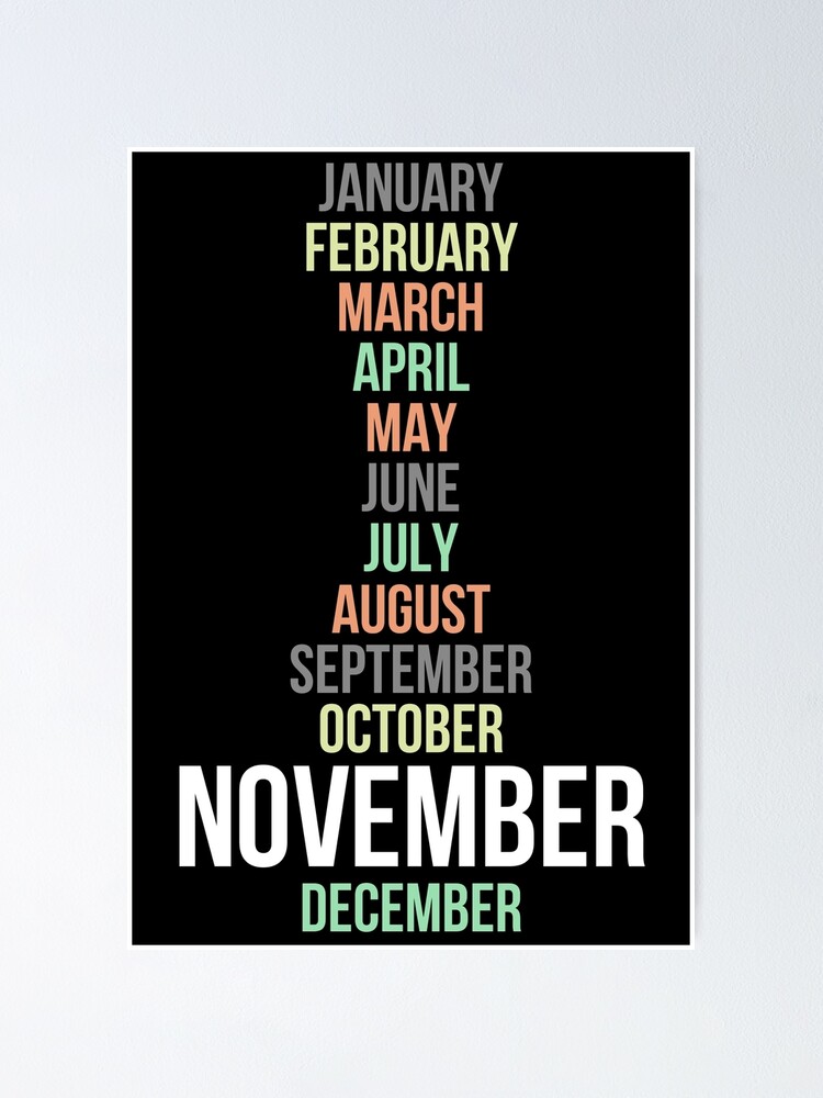Póster «Nombres de los meses del calendario noviembre» de DLCreations ...