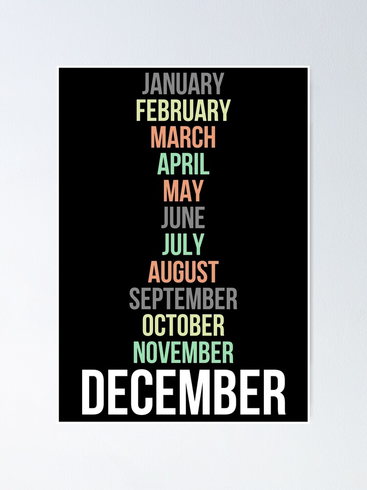 Póster «Nombres de los meses del calendario Diciembre» de DLCreations ...