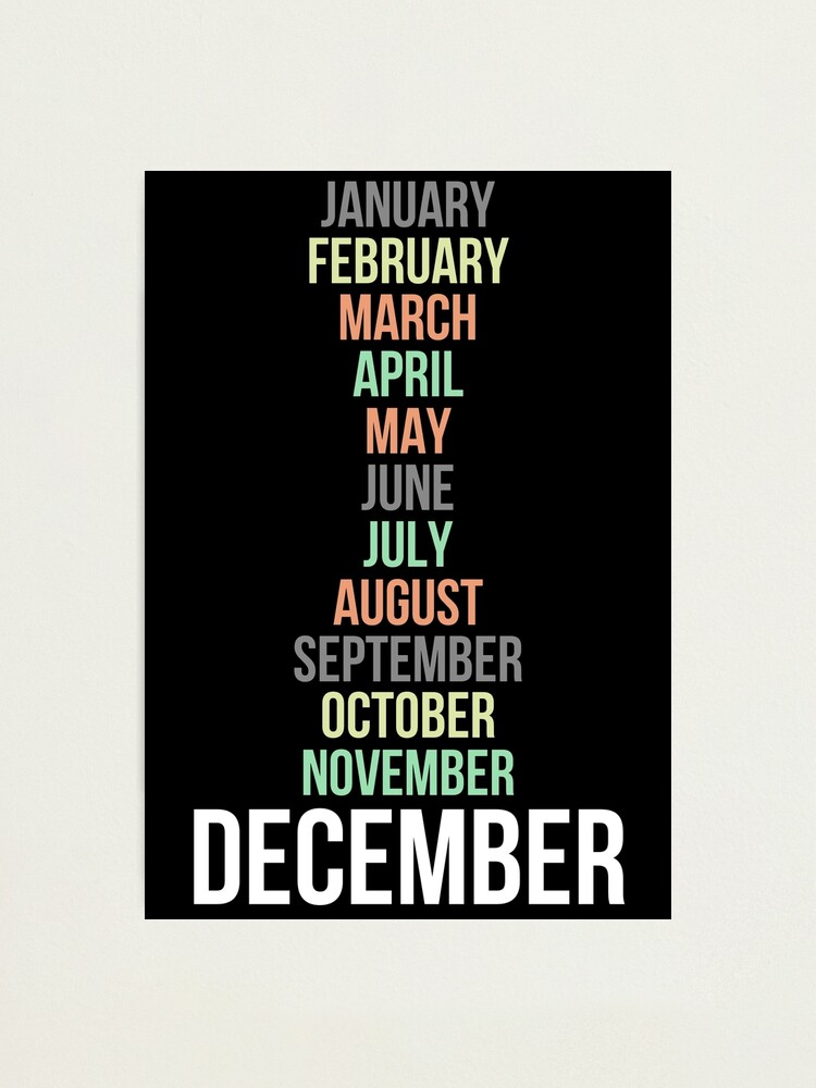 Lámina fotográfica «Nombres de los meses del calendario Diciembre» de ...