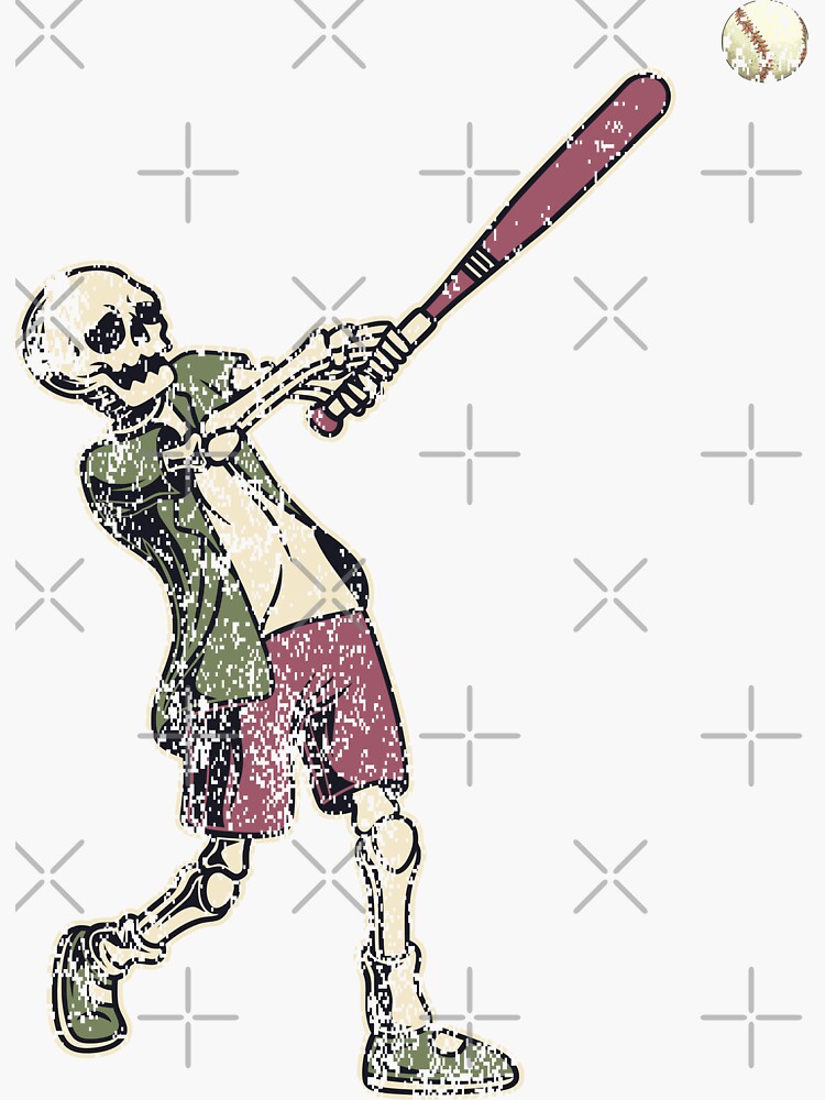 "Baseball Skeleton Halloween Men Boy Skeleton Skull Halloween" Sticker ...