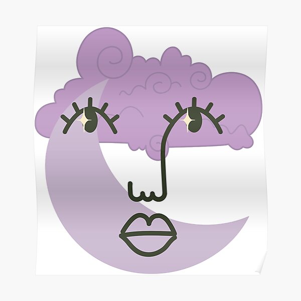 "Head in the Clouds Moon Face" Poster for Sale by sanday-art | Redbubble
