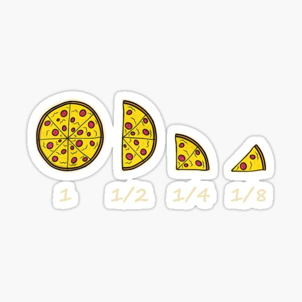 "Pizza Salami Cheese Quick Math Fractions Math Teachers" Sticker for ...