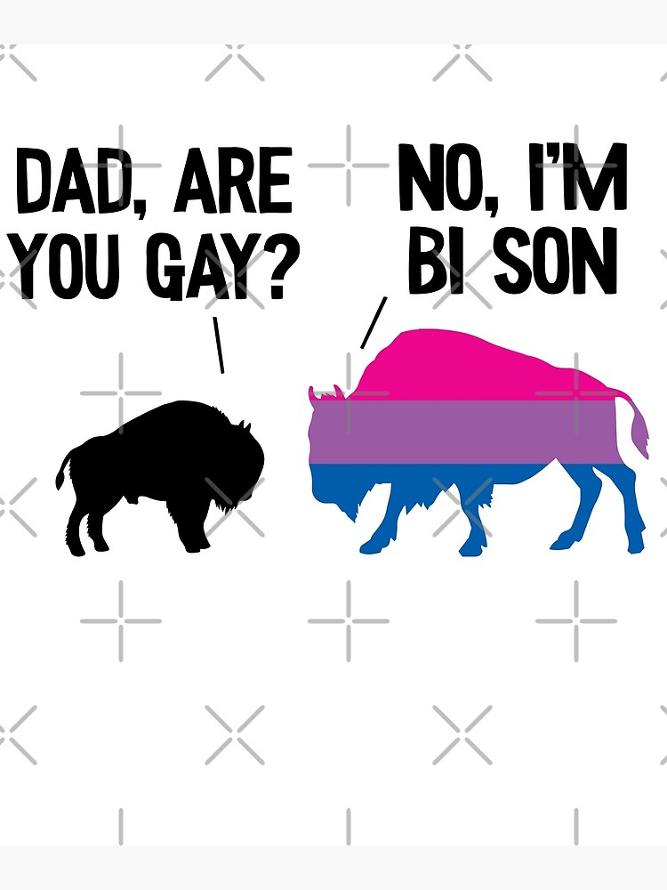 Dad Are You Gay Bison Bisexual Funny Bi Pride Poster By Stronzi