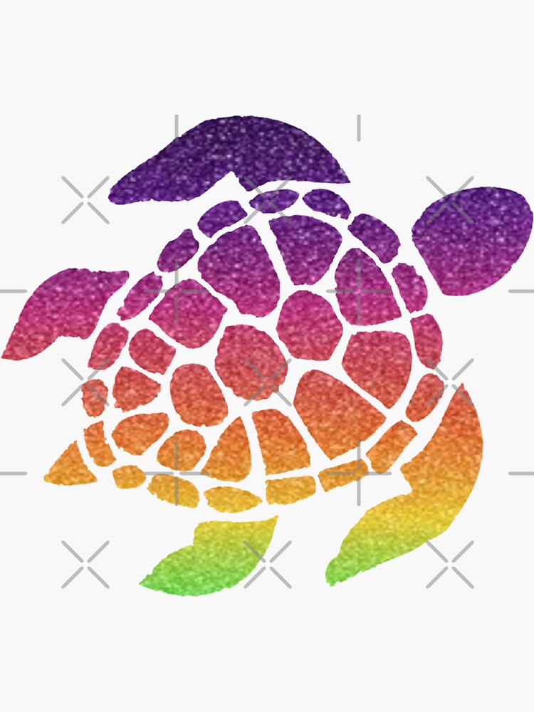 "Bright Rainbow Ombre Faux Glitter Turtle" Sticker for Sale by Felicity ...