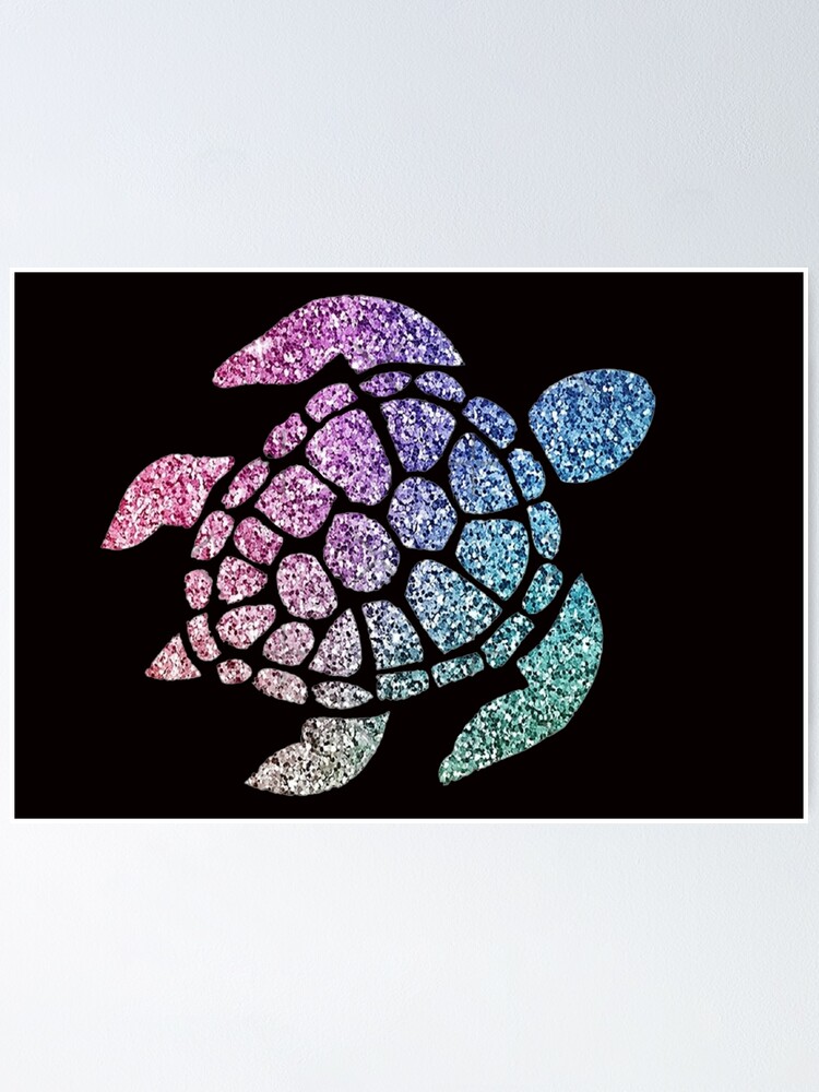 "Rainbow Ombre Faux Glitter Turtle" Poster for Sale by Felicity-K ...