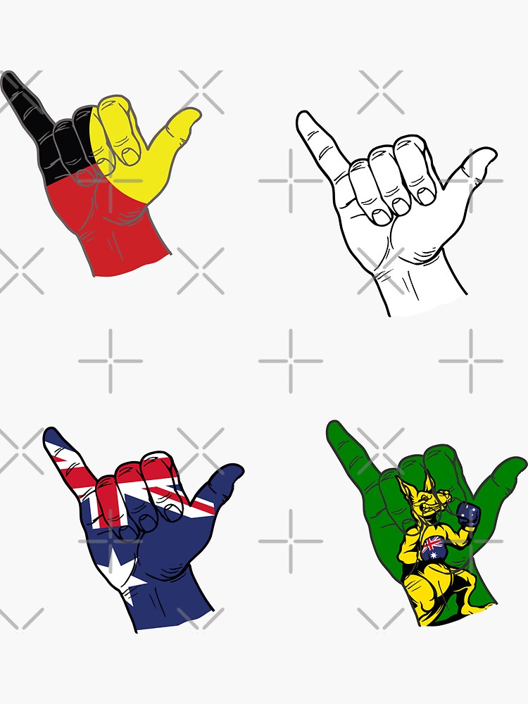 "Aussie Shaka Sticker Pack - Indigenous Flag Colours, Boxing Kangaroo ...