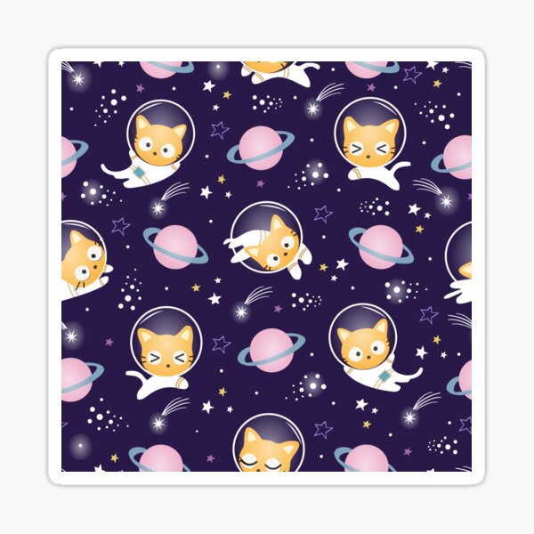 "Cats In Space Pink Planets" Sticker for Sale by loganferret | Redbubble