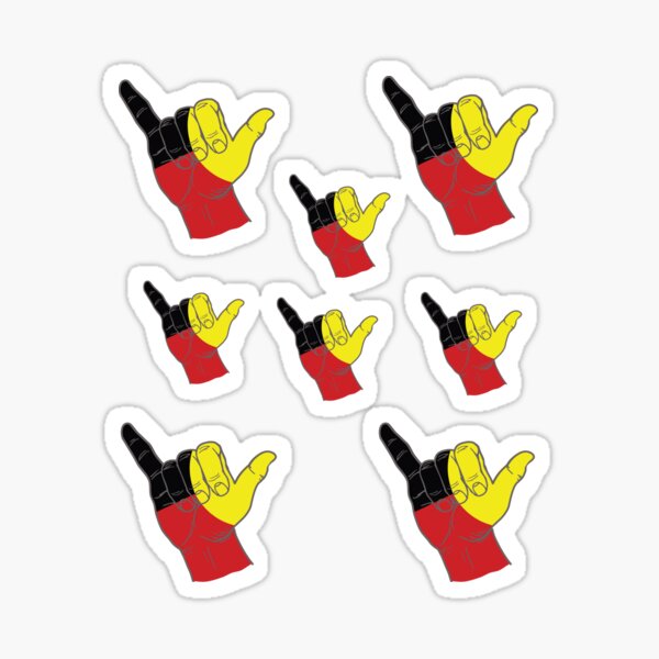 "Aussie Shaka Sticker Pack - Indigenous Flag Colours" Sticker for Sale ...