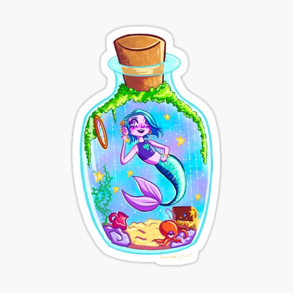 "Mermaid in a Bottle" Sticker for Sale by Hannah-J04 | Redbubble