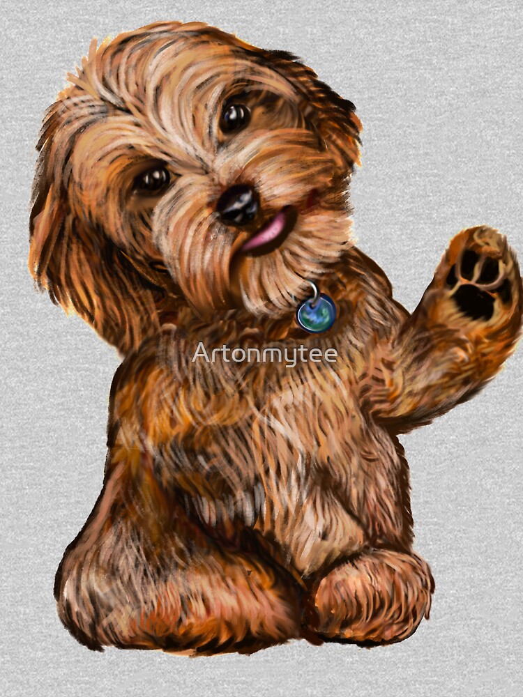"Cavapoochon Cavapoo Cavoodle Black and Tan tilted head and wave- cute ...