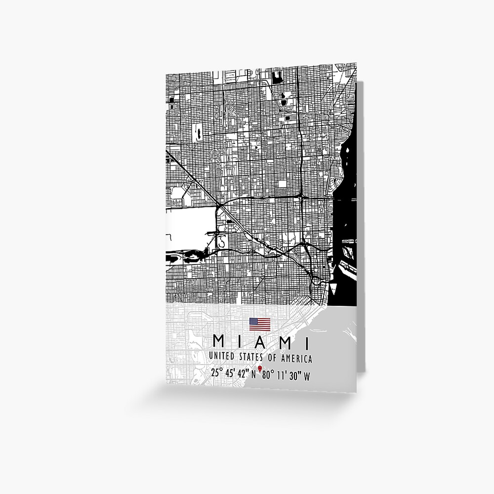 "MIAMI MAP USA" Greeting Card for Sale by hatimelhag | Redbubble