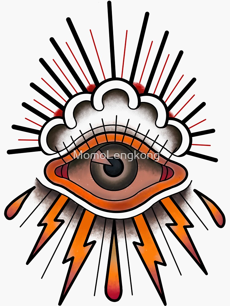 "All Seeing Eye Lightning - Neo Traditional Tattoo" Sticker for Sale by ...