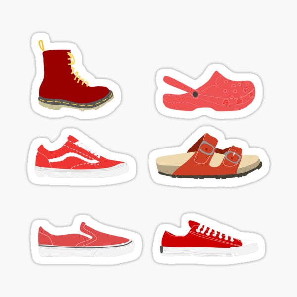 "red shoe pack" Sticker by stripedteeshirt | Redbubble