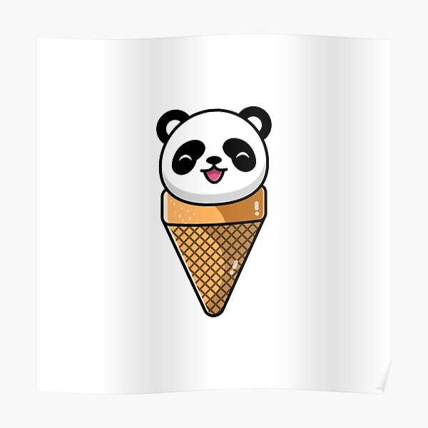 "cute panda ice cream" Poster by mukhamadrifai | Redbubble