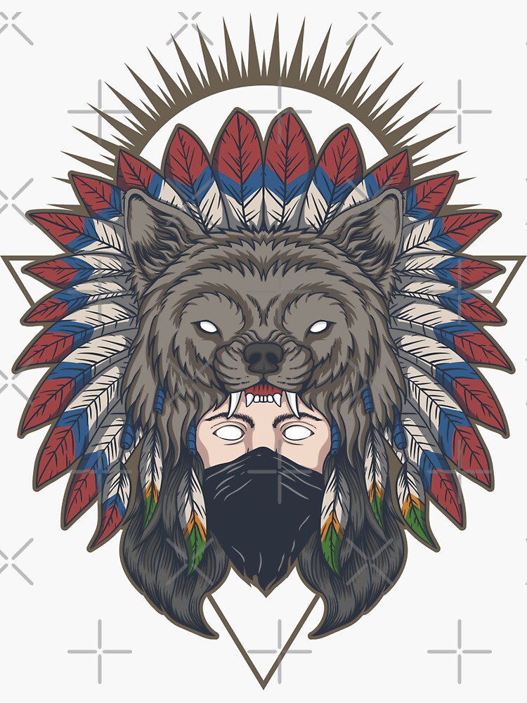 "Indian style wolf king crown in red and white features with king look ...