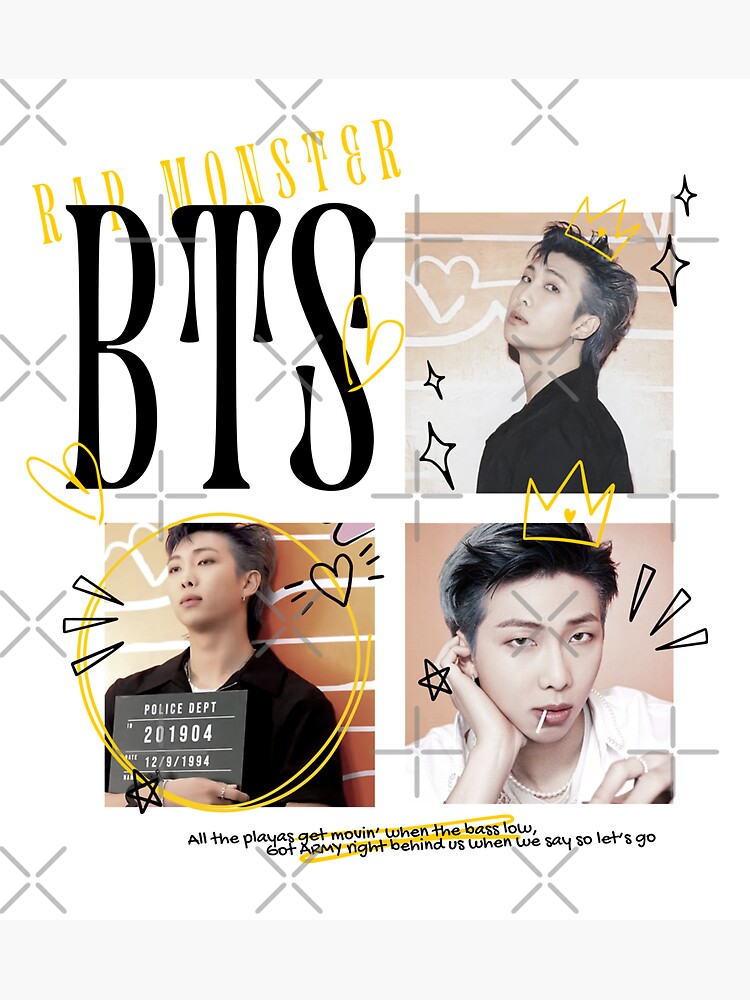 "BTS RM BLACK/YELLOW/WHITE MERCH" Sticker for Sale by osakisbae | Redbubble